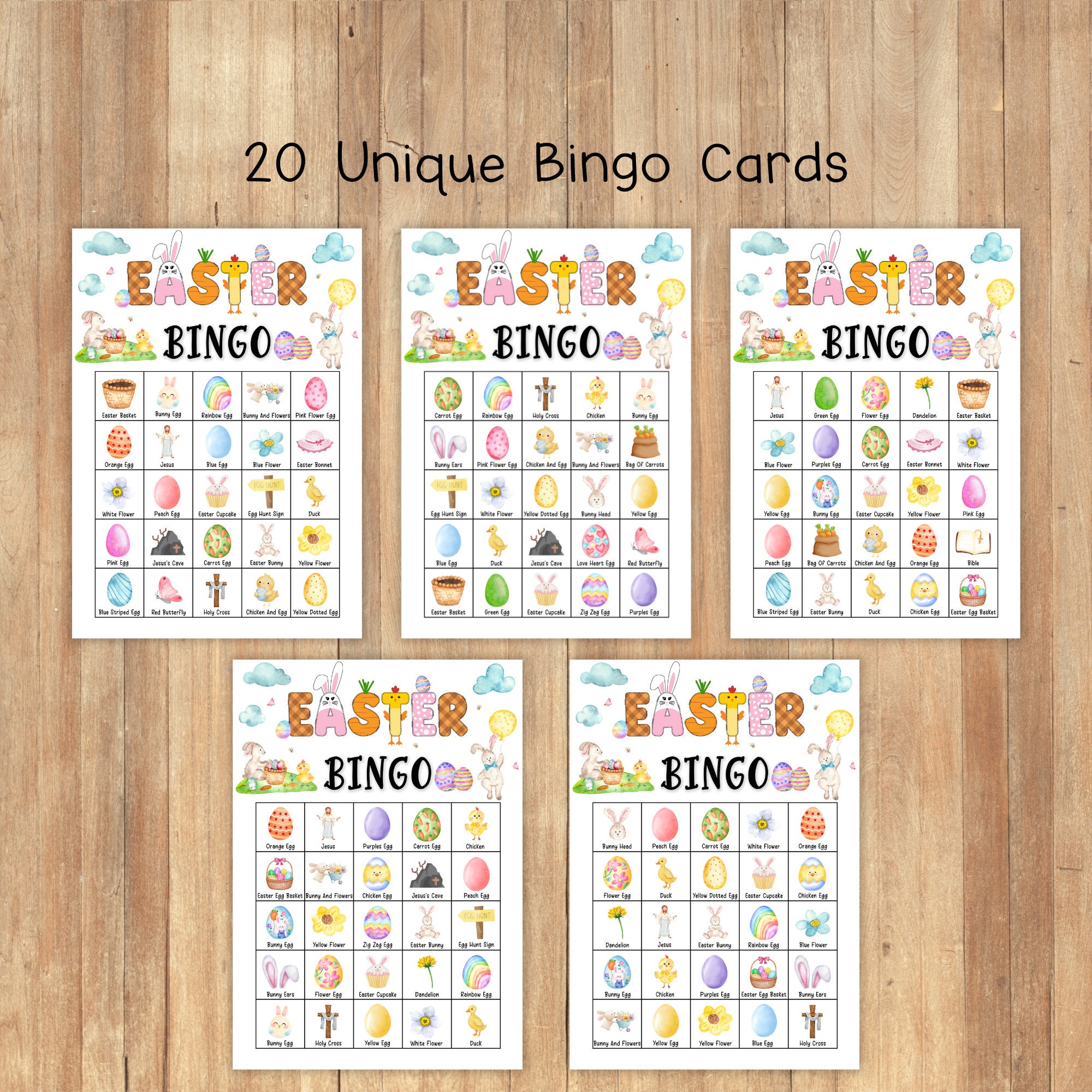 Printable Easter Bingo Cards, Kids Bingo Game, Printable Easter ...