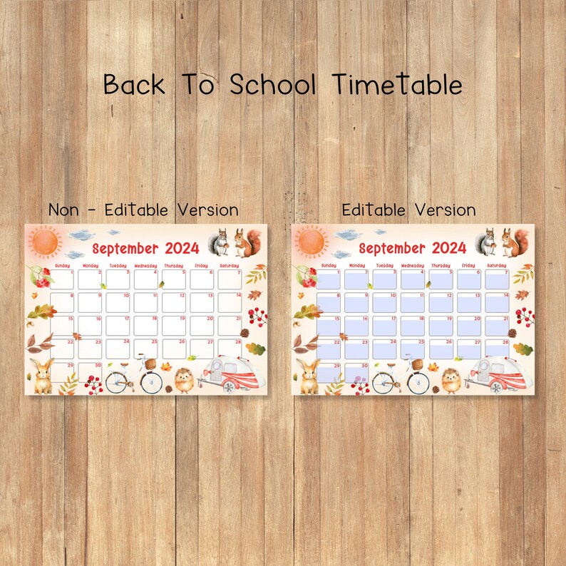 Printable September 2024 Calendar, Editable 2024 Calendar, Kids Spring ...