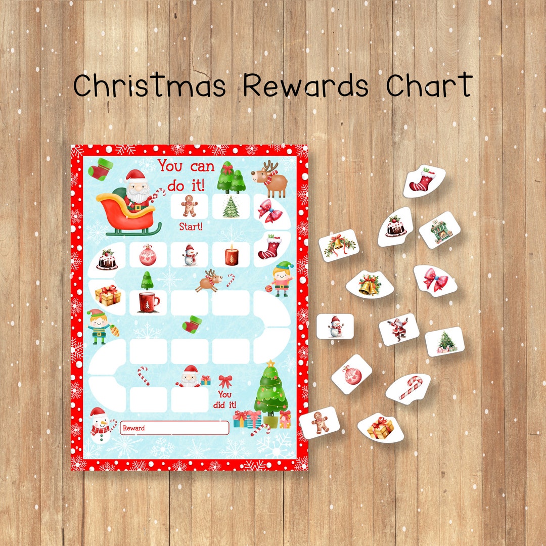 Christmas Rewards Chart, Behaviour Chart, Children Sticker Sheet ...