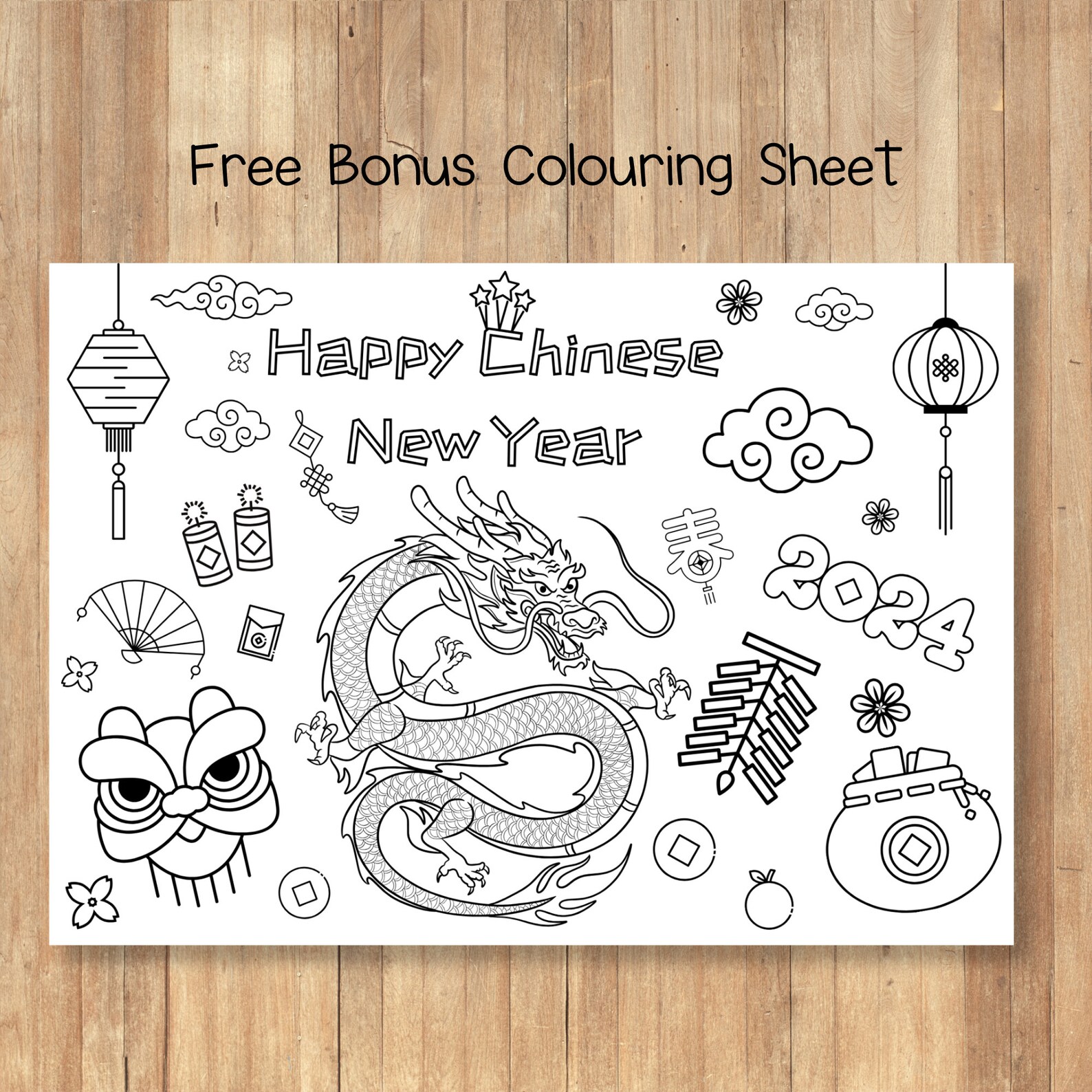 Printable Chinese New Year Activity Sheet, Year of the Dragon Coloring ...