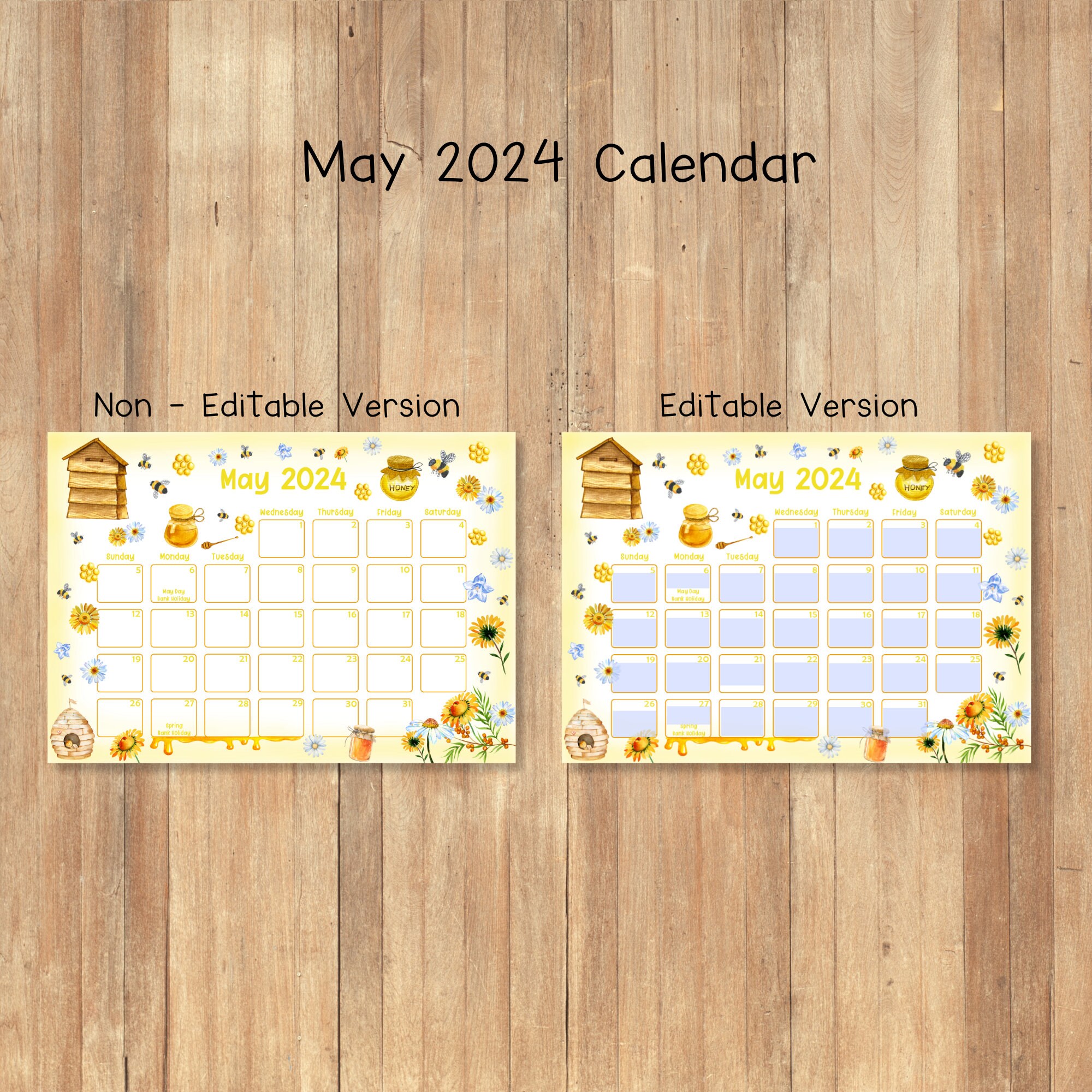 Printable May 2024 Calendar, Editable 2024 Calendar, Kids Spring ...