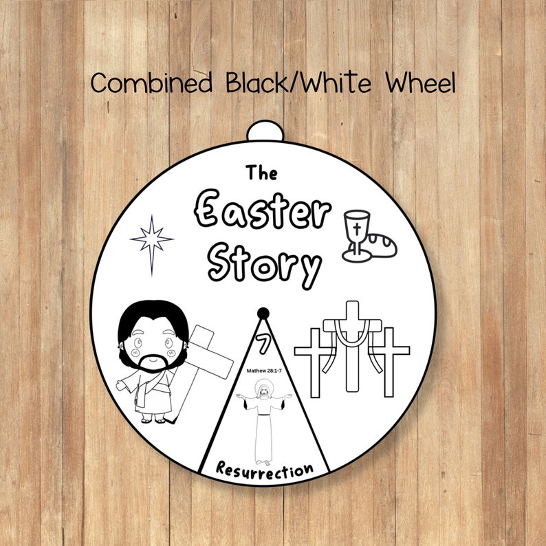 The Easter Story Coloring Wheel, Bible Activity, Kids Church Activities, Memory Game, Sunday ...