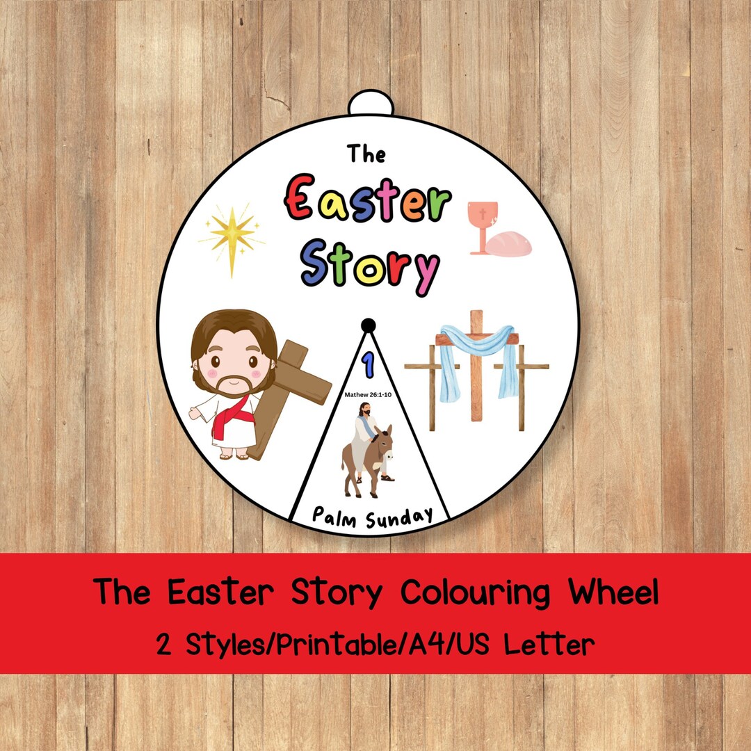 The Easter Story Coloring Wheel, Bible Activity, Kids Church Activities ...