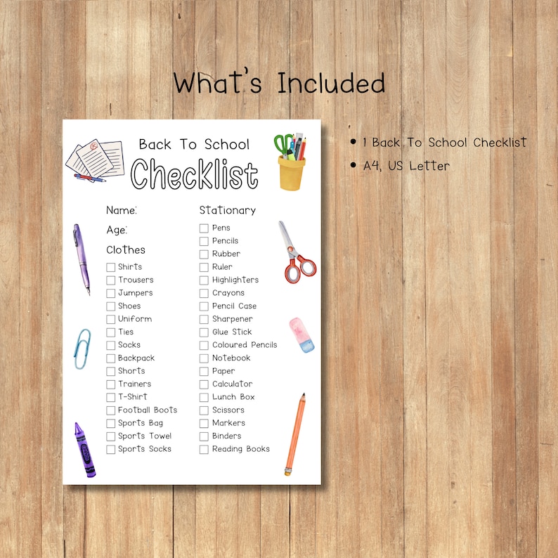 Printable Back to School Checklist, First and Last Day of School ...