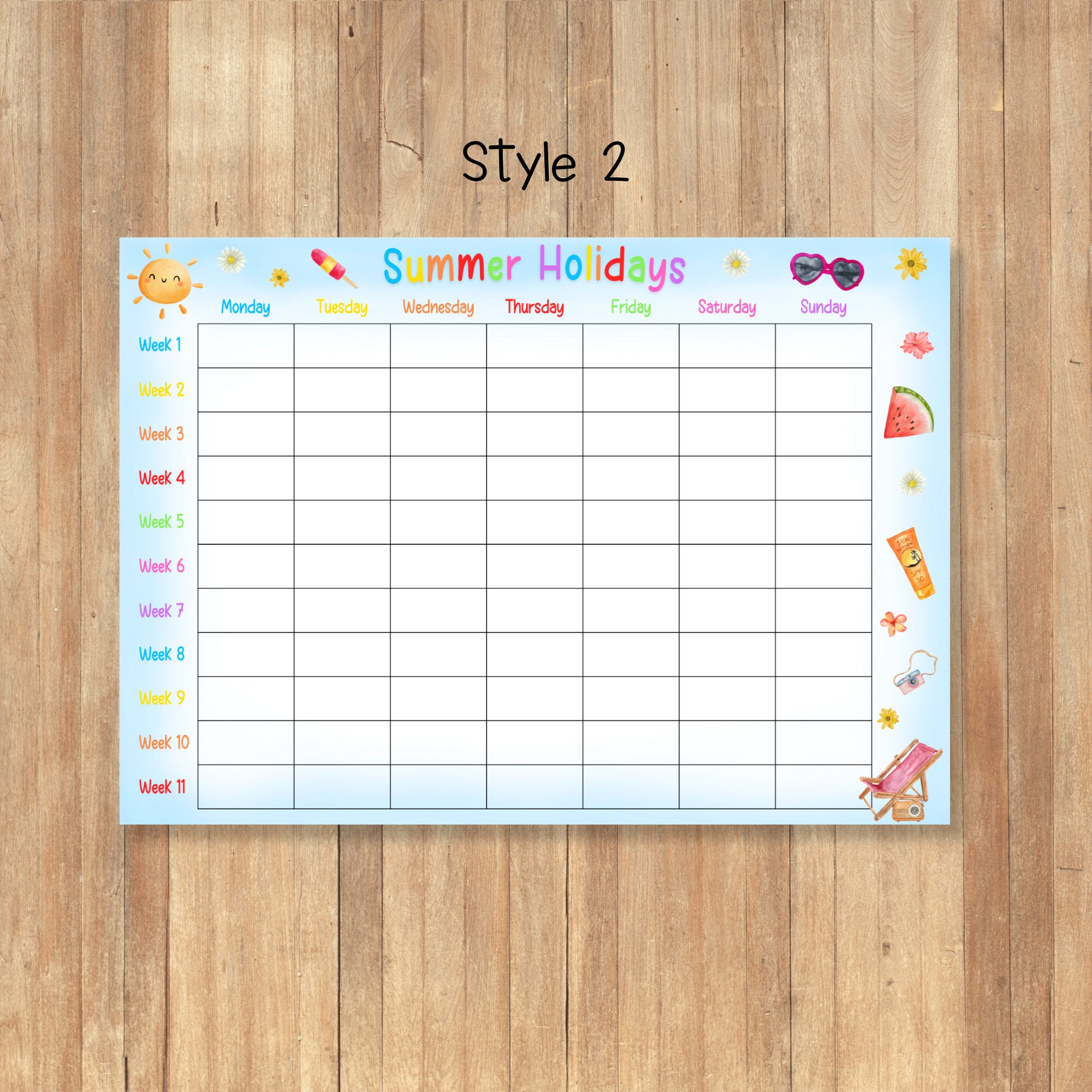 Printable Summer Holiday Planner, Kids Summer Holiday Calendar, Summer ...