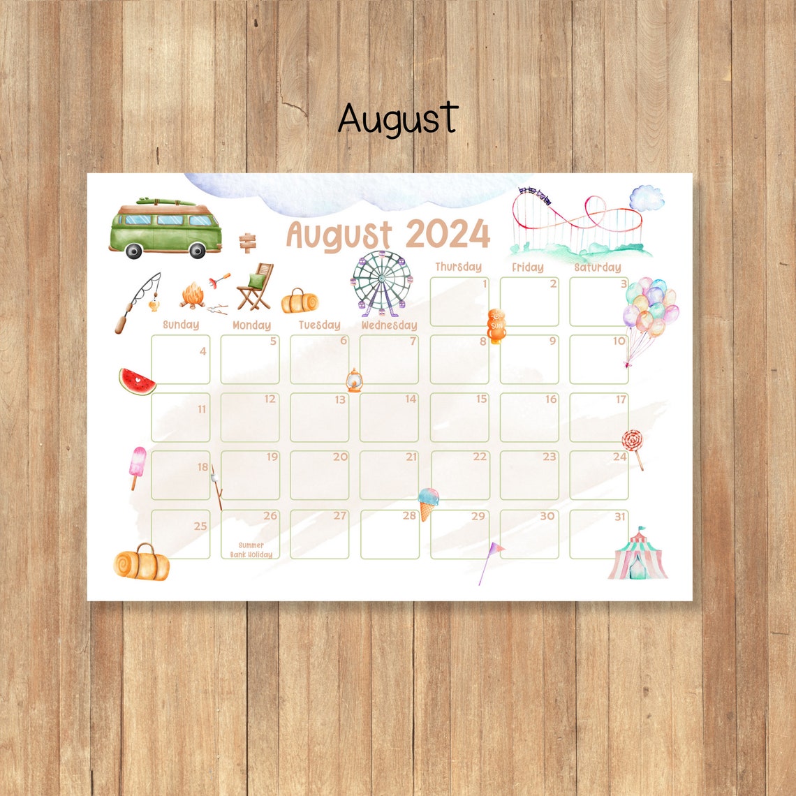 2024 Printable Calendars, Kids Calendars, Watercolor Calendars ...
