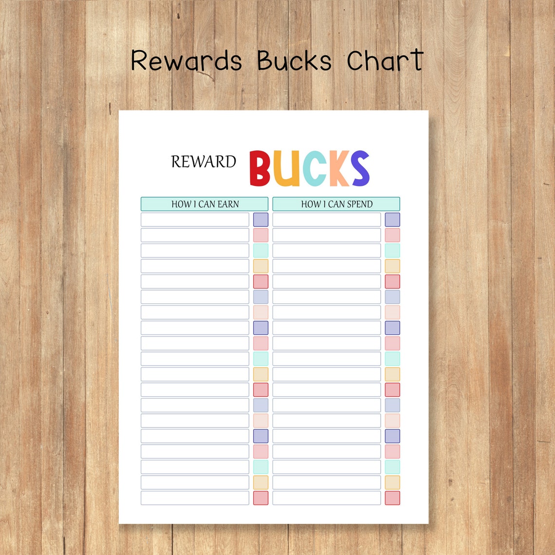 Printable Reward Mom Bucks Chart, Editable Mom Bucks, Mom Bucks, Kids ...