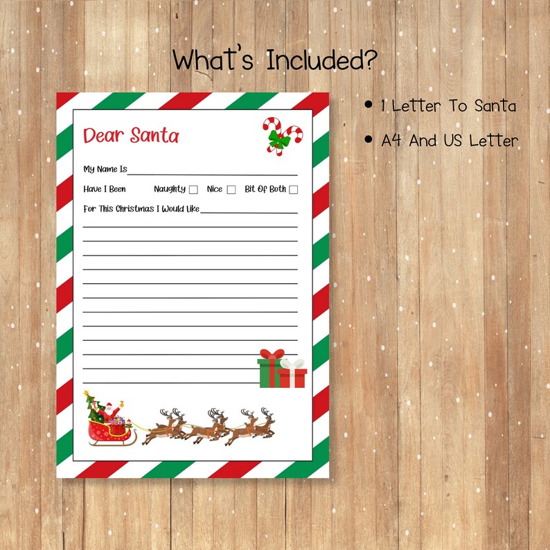 Printable Letter to Santa, Kids Christmas Printables, Christmas Wish ...