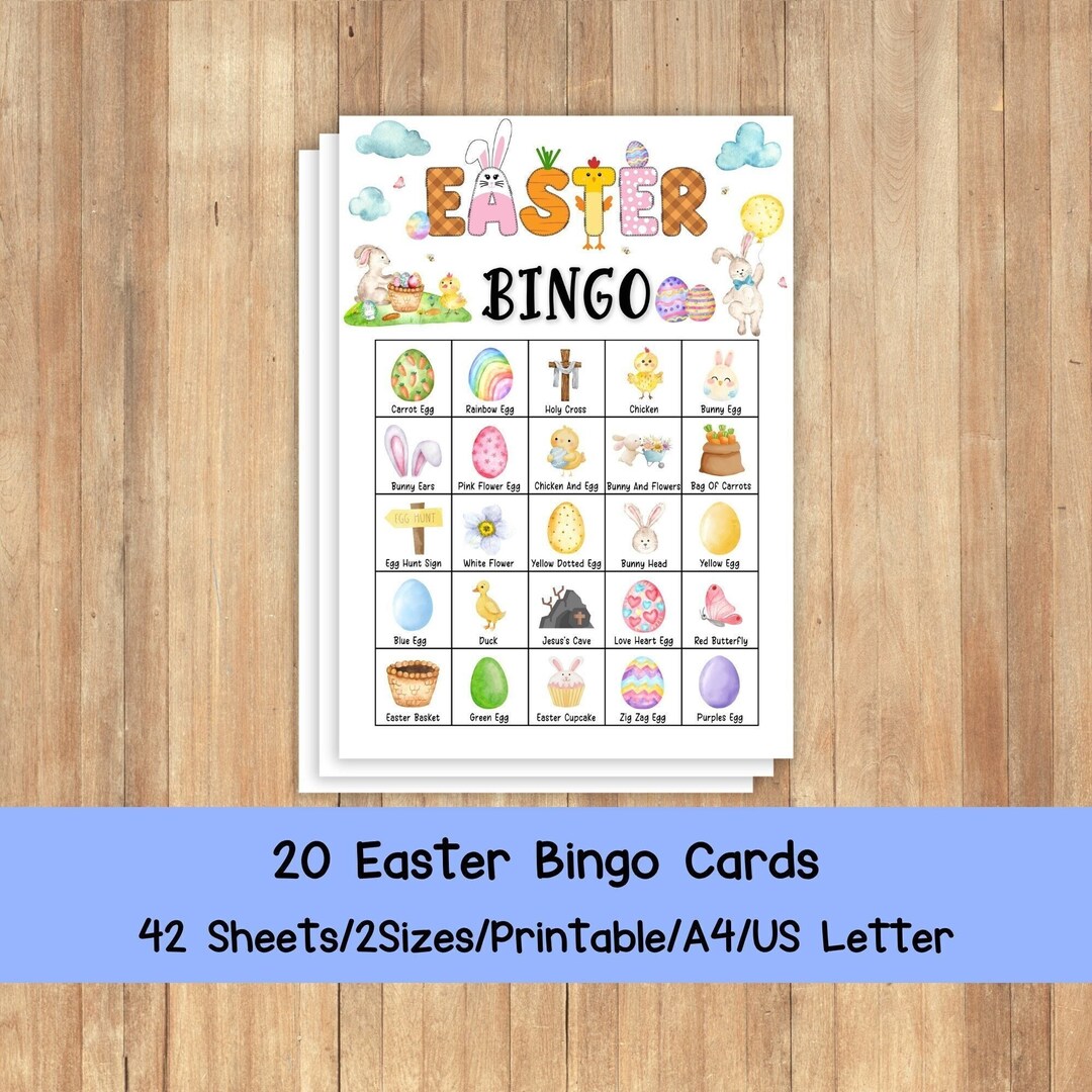 Printable Easter Bingo Cards, Kids Bingo Game, Printable Easter ...