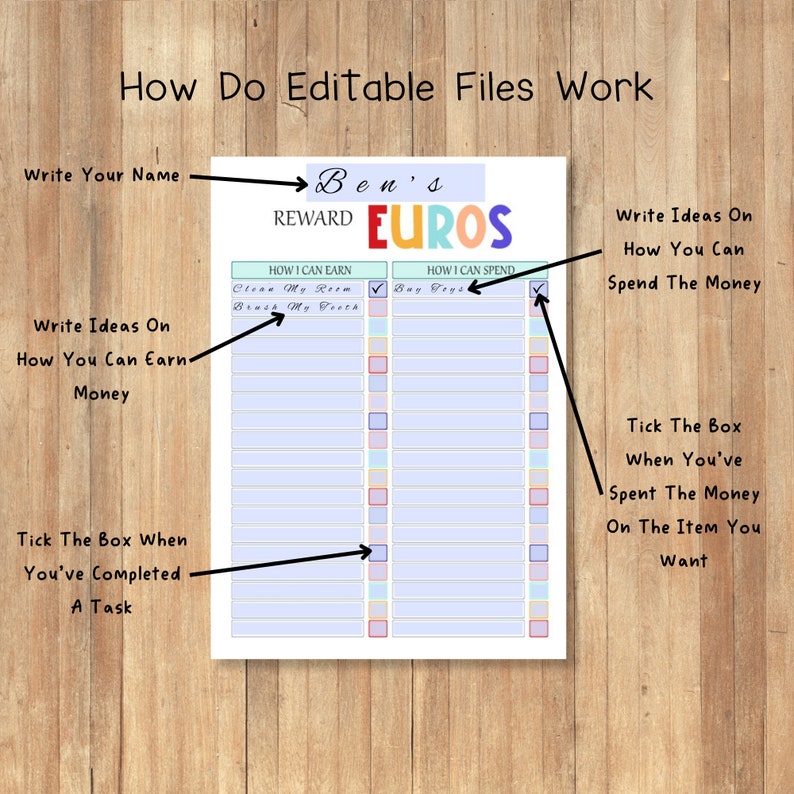Printable Reward Mum Euros Chart, Editable Saving Chart, Behaviour ...