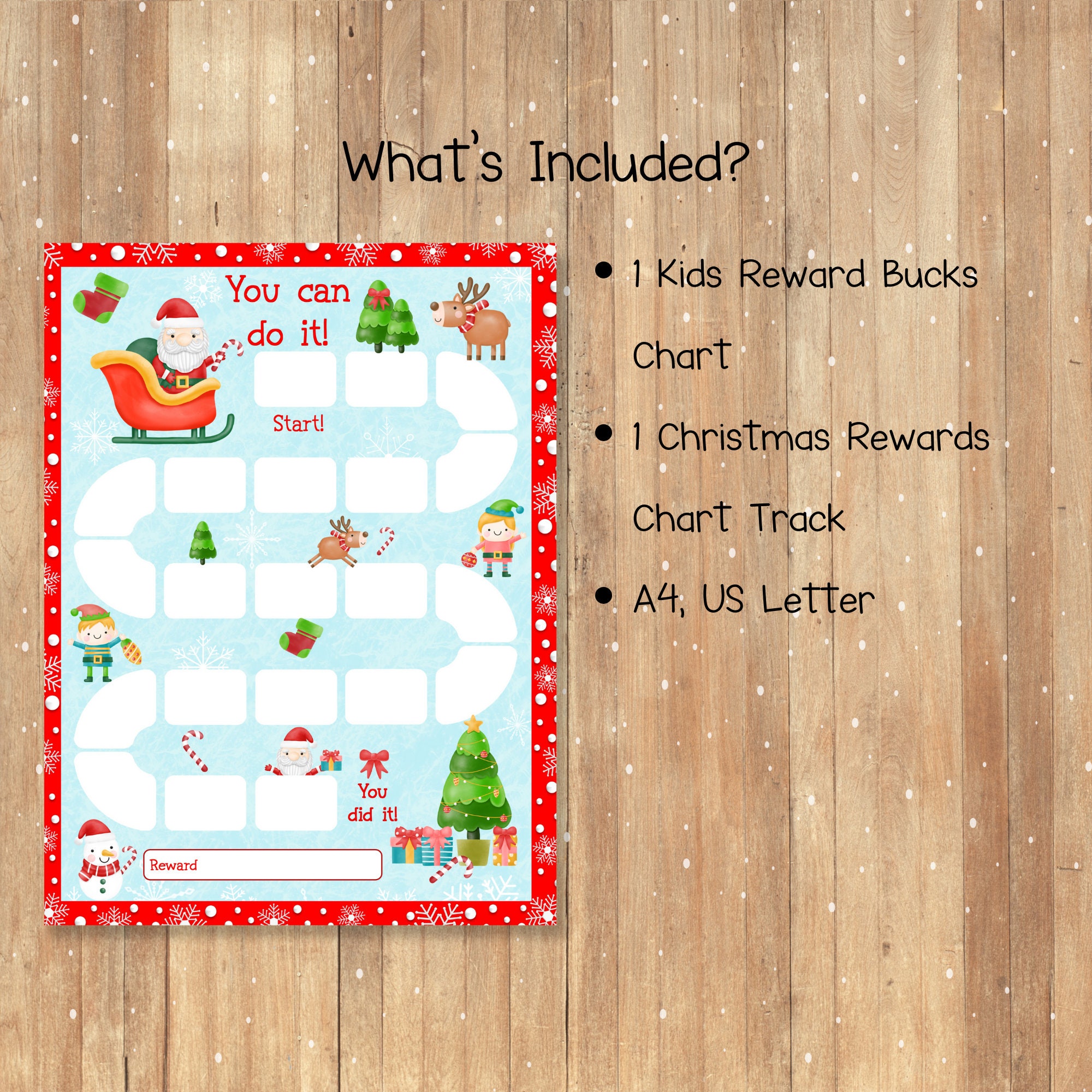 Christmas Rewards Chart, Behaviour Chart, Children Sticker Sheet ...