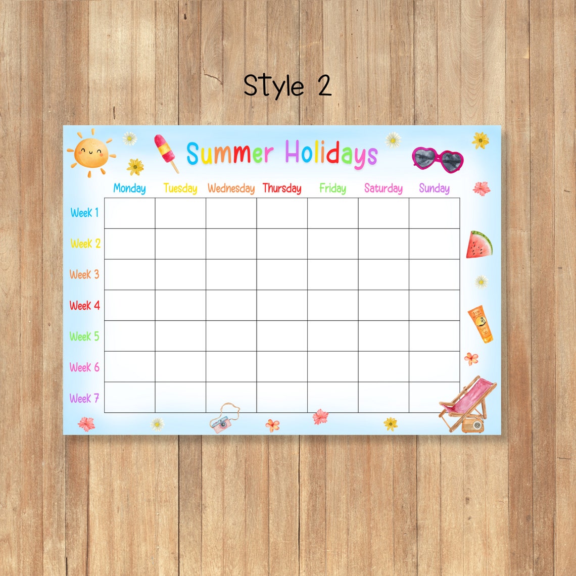 Printable Summer Holiday Planner, Kids Summer Holiday Calendar, Summer ...