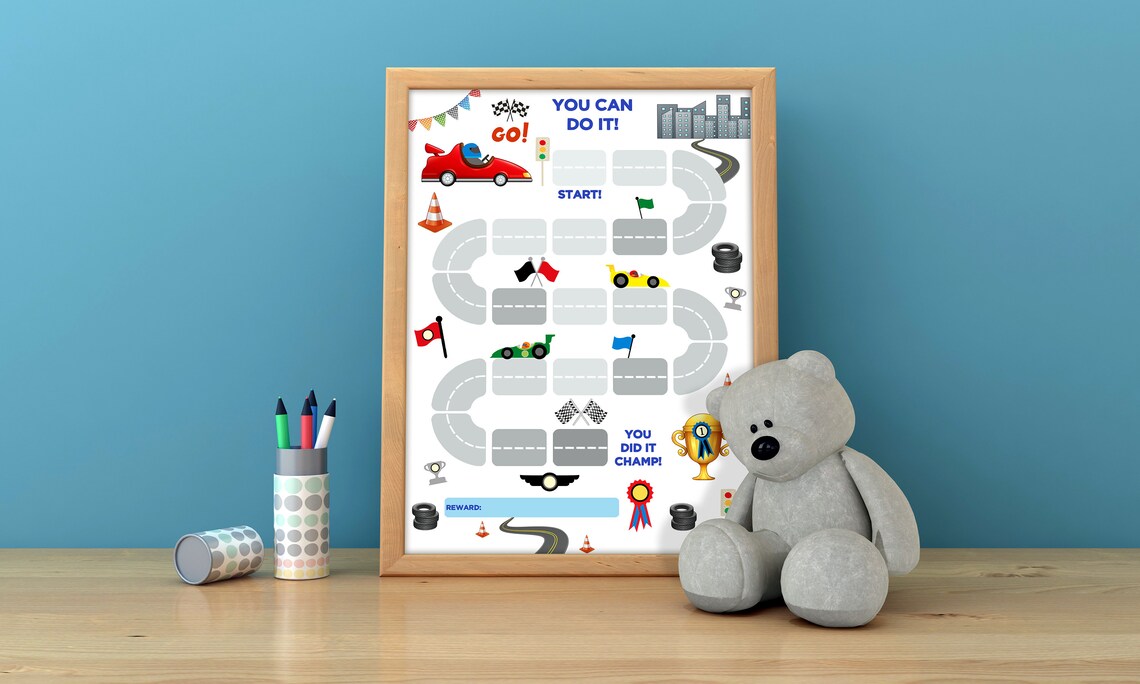 Racing Rewards Chart, Behaviour Chart, Children Sticker Sheet ...