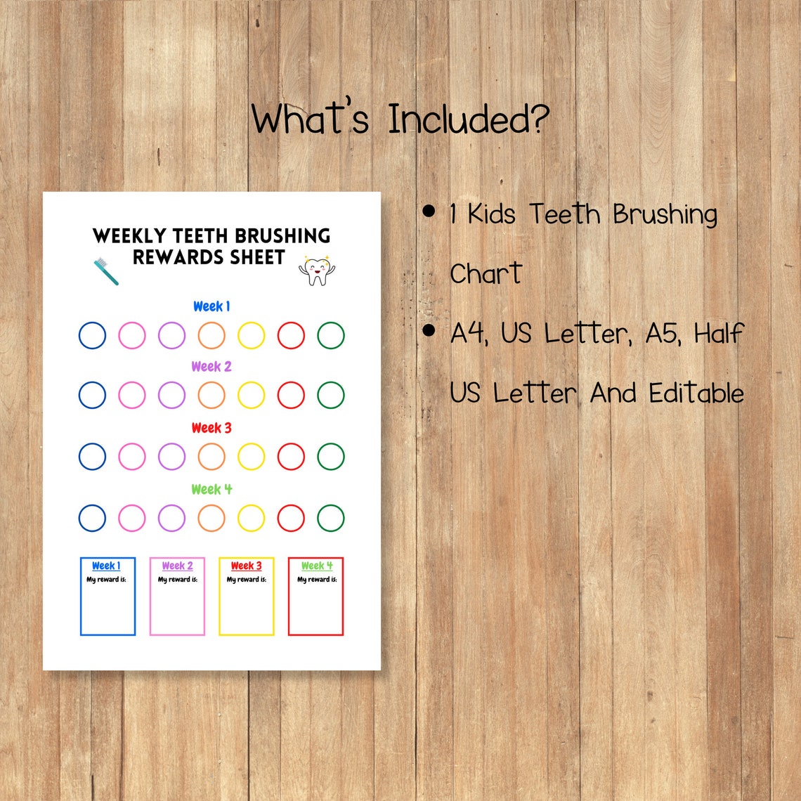 Printable Teeth Brushing Chart, Kids Routine Chart, Behaviour Chart ...
