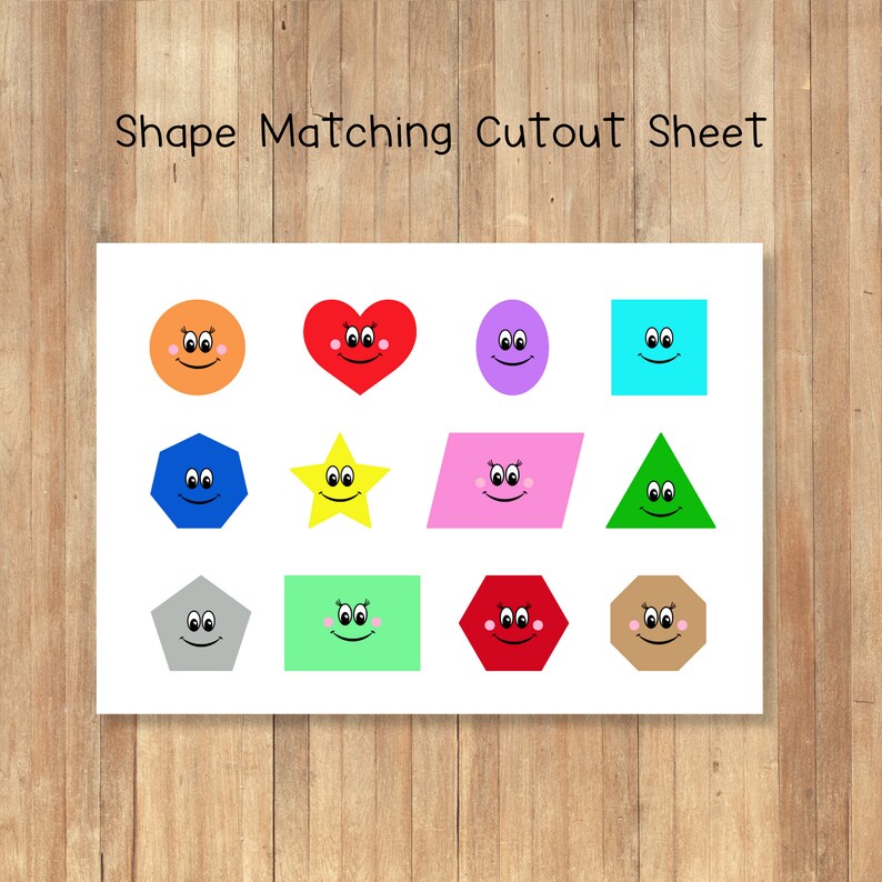 Shapes Matching Sheet Pre School Learning Sheet Children - Etsy