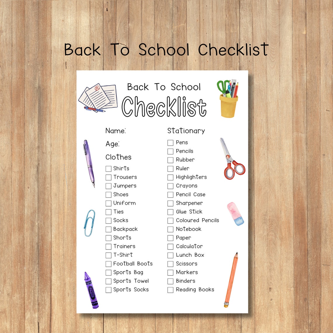 Printable Back to School Checklist, First and Last Day of School ...