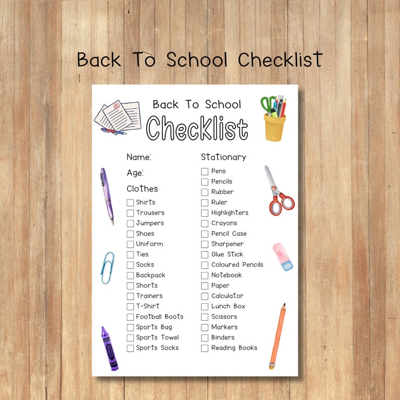 Printable Back to School Checklist, First and Last Day of School ...