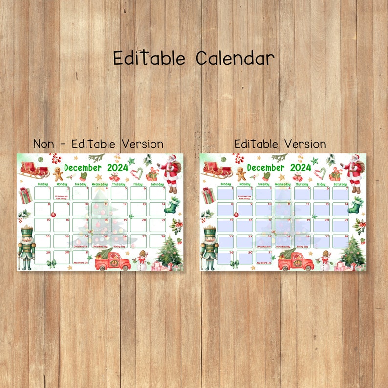 Printable December 2024 Calendar, Watercolour 2024 Calendar, Kids ...