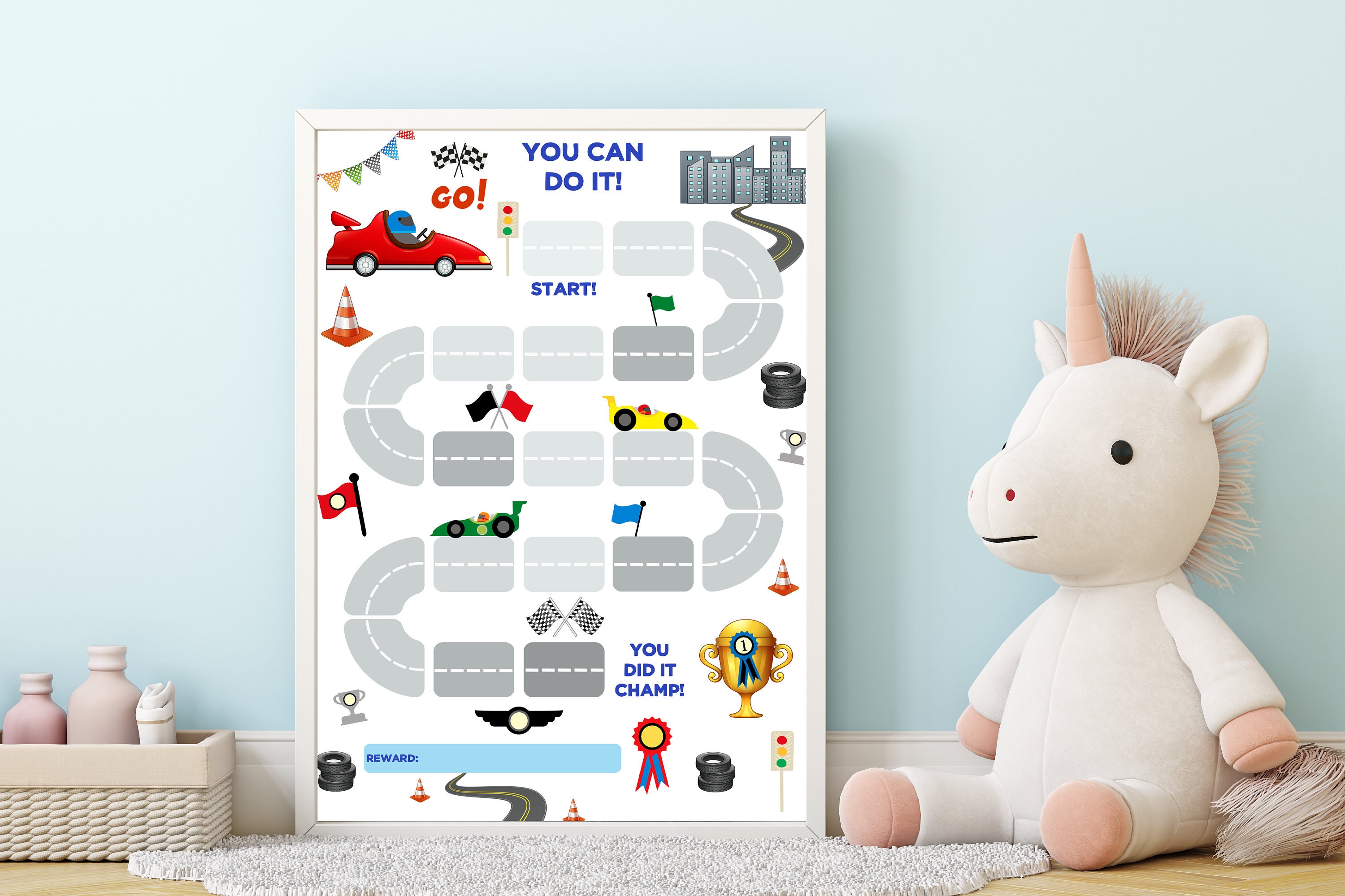 Racing Rewards Chart, Behaviour Chart, Children Sticker Sheet ...