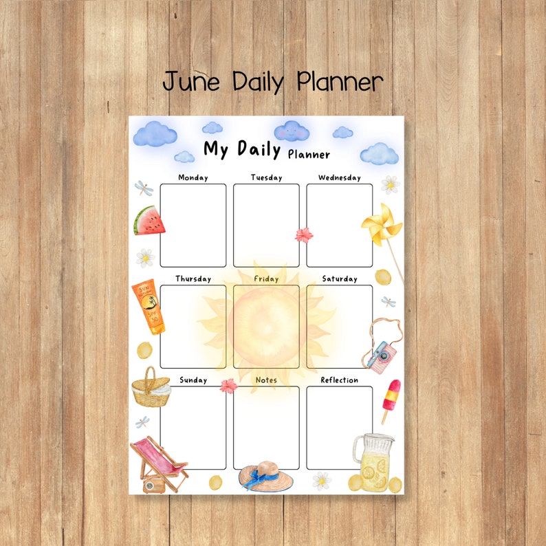 2024 June Printable Calendars, Printable Kids Calendar Pack, Watercolor ...