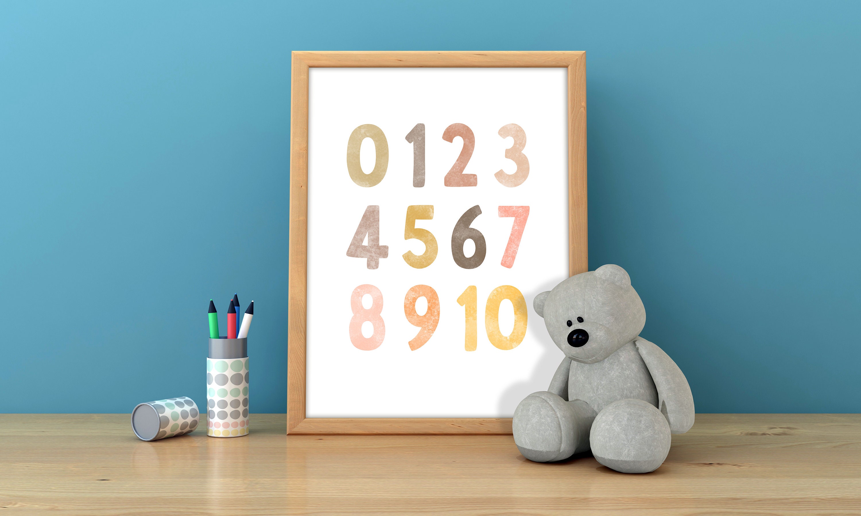 Numbers Educational Poster, Kids Colourful Print, Kids Maths Printable ...