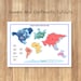 Oceans and Continents, Printable World Map, Pre School Learning Sheet ...