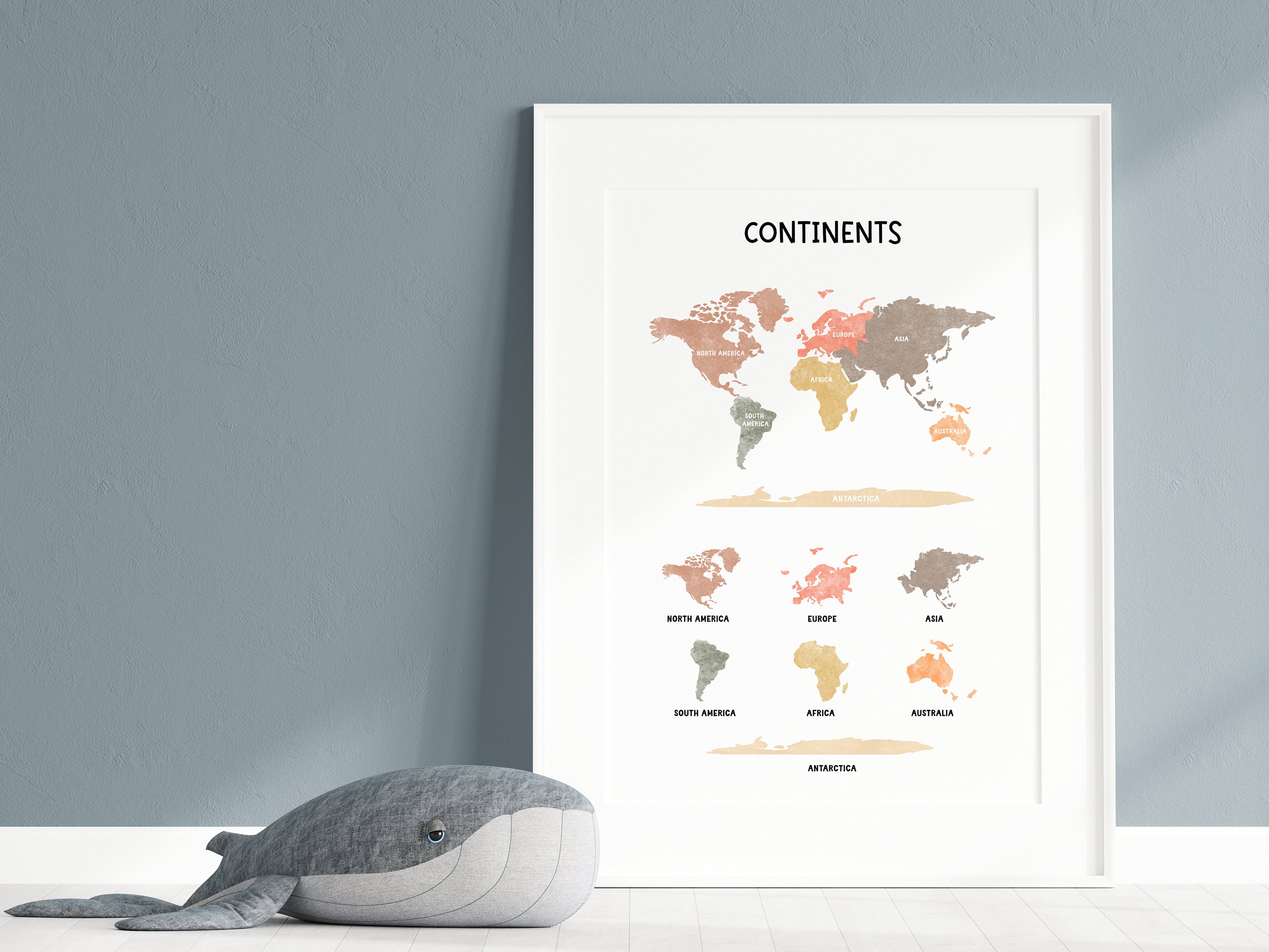 Continents Educational Poster Kids Map Print Kids - Etsy