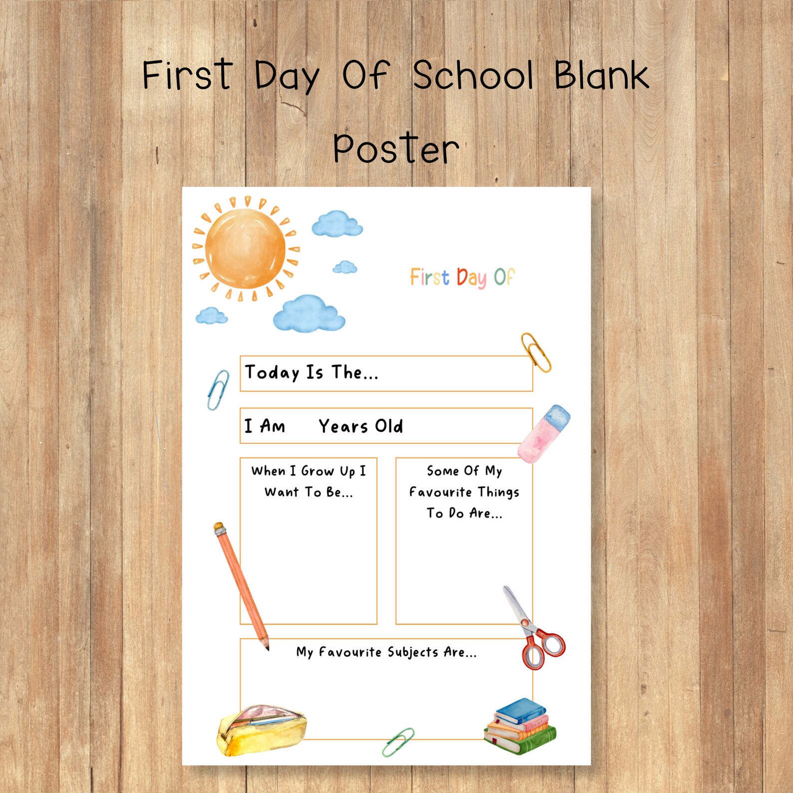 First Day of School Poster, Editable Back to School Sign, Elementary ...