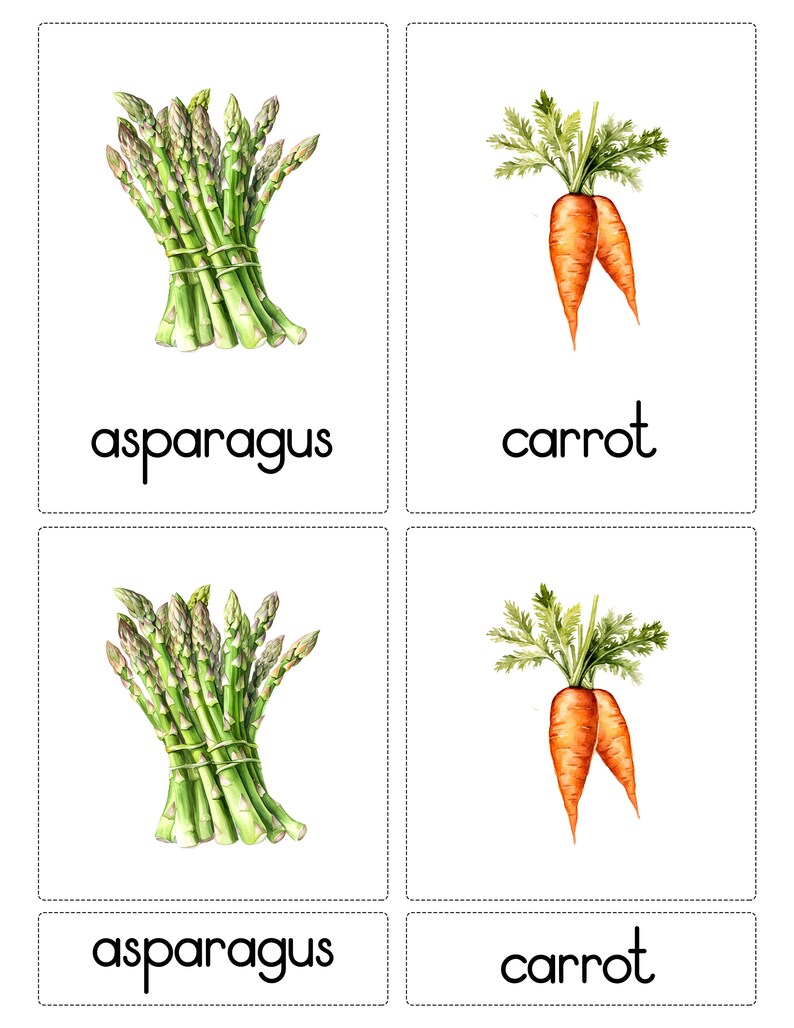 Printable Vegetables Flashcards, Kids Flashcards, Kids Food Flashcards ...