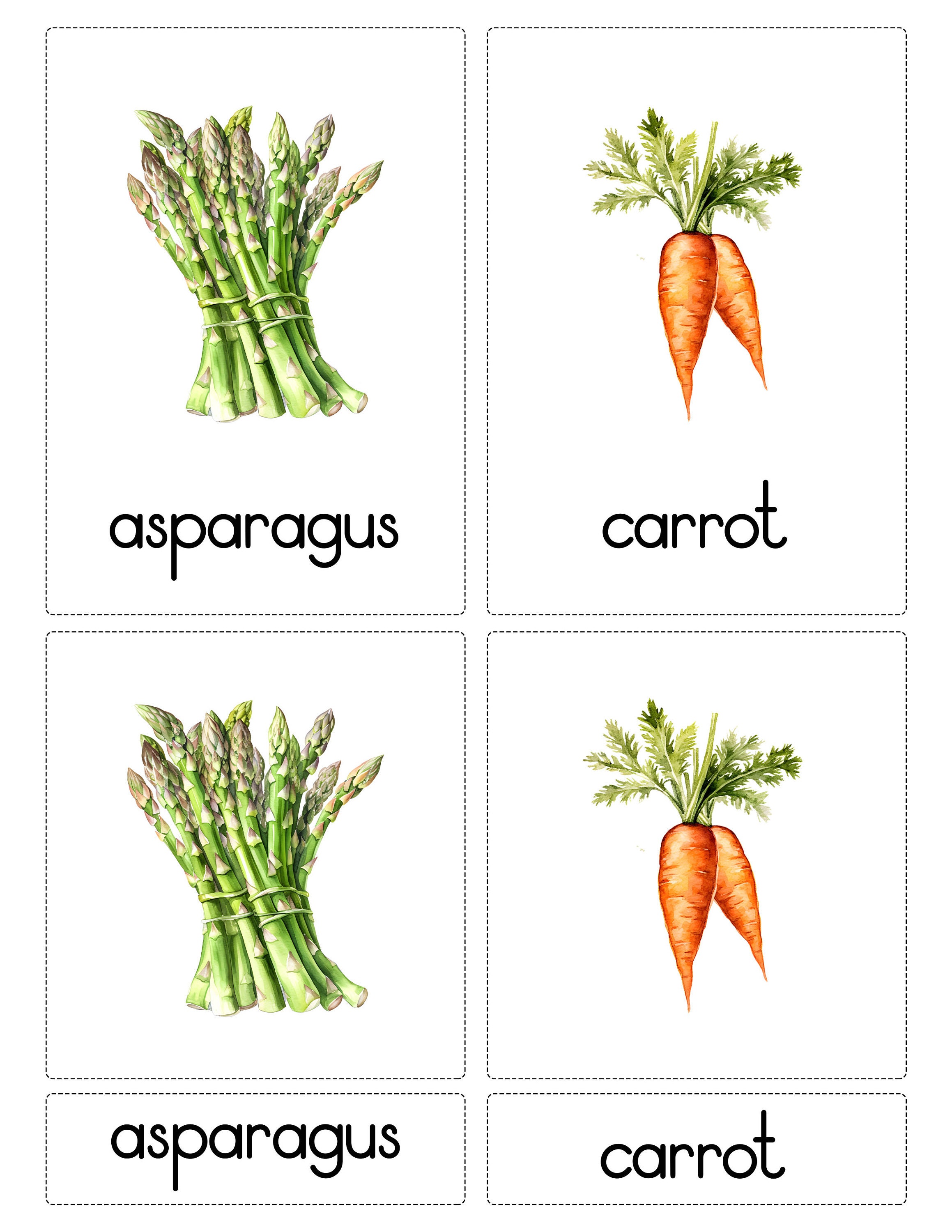 Printable Vegetables Flashcards, Kids Flashcards, Kids Food Flashcards ...