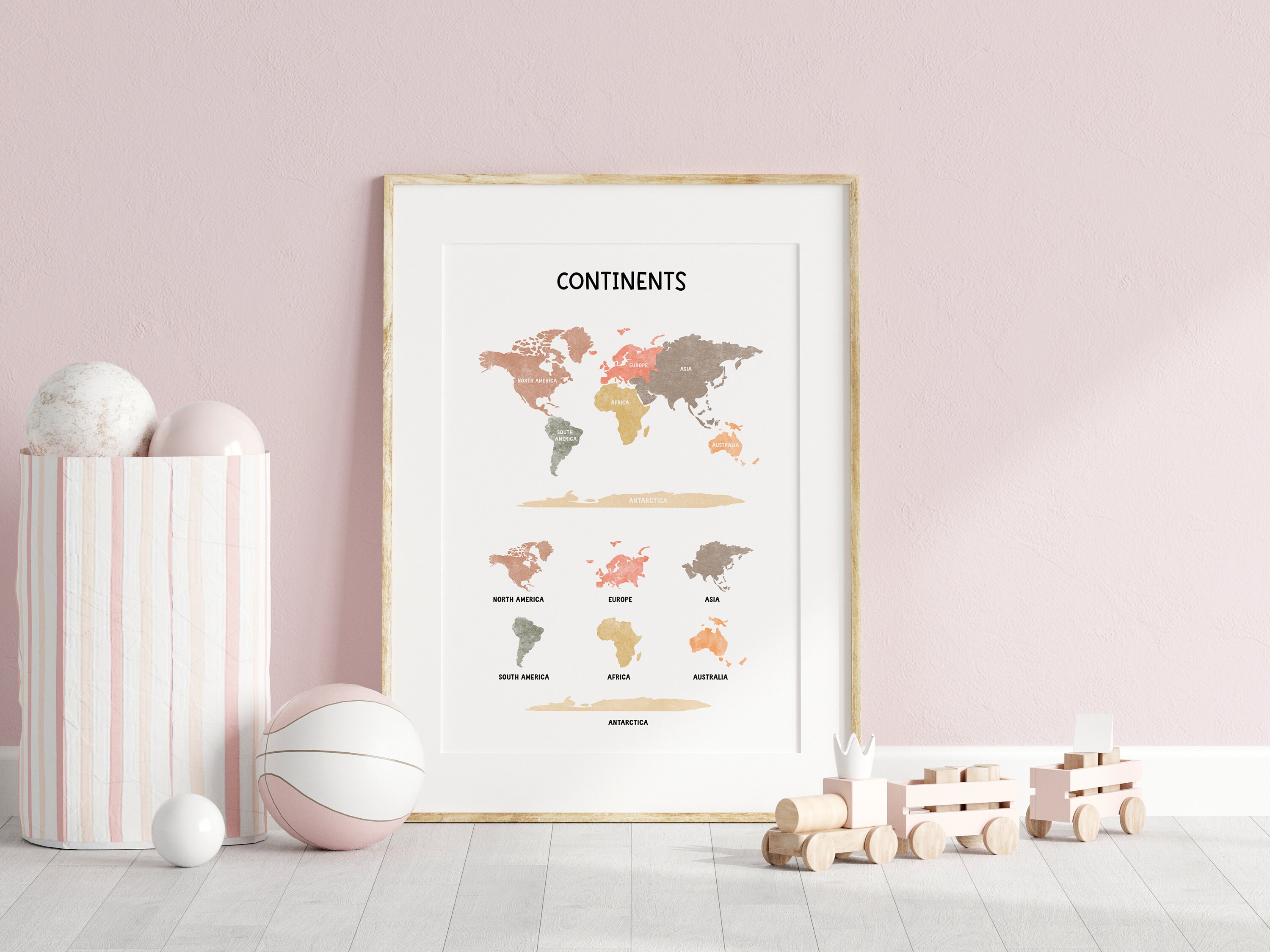 Continents Educational Poster Kids Map Print Kids - Etsy
