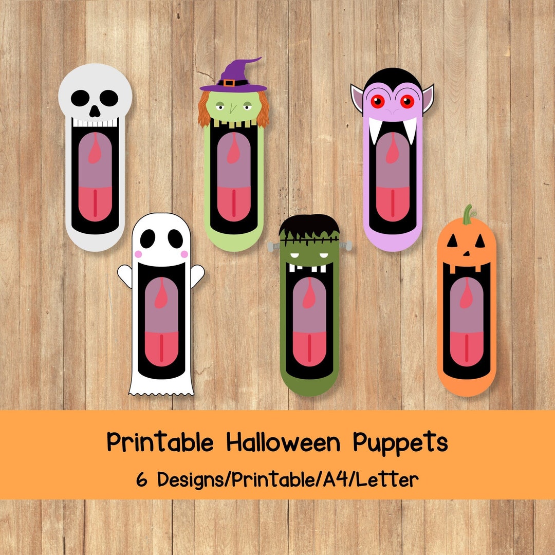 Printable Halloween Puppets, Halloween Kids Games, Memory Card Game ...
