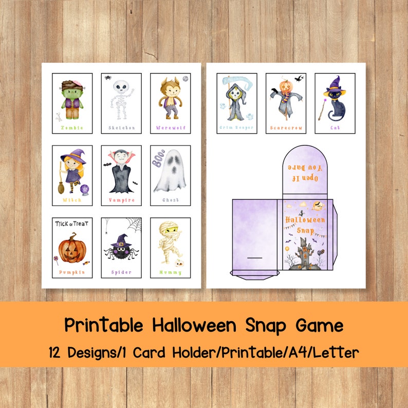 Printable Halloween Snap Cards, Halloween Kids Games, Memory Card Game ...