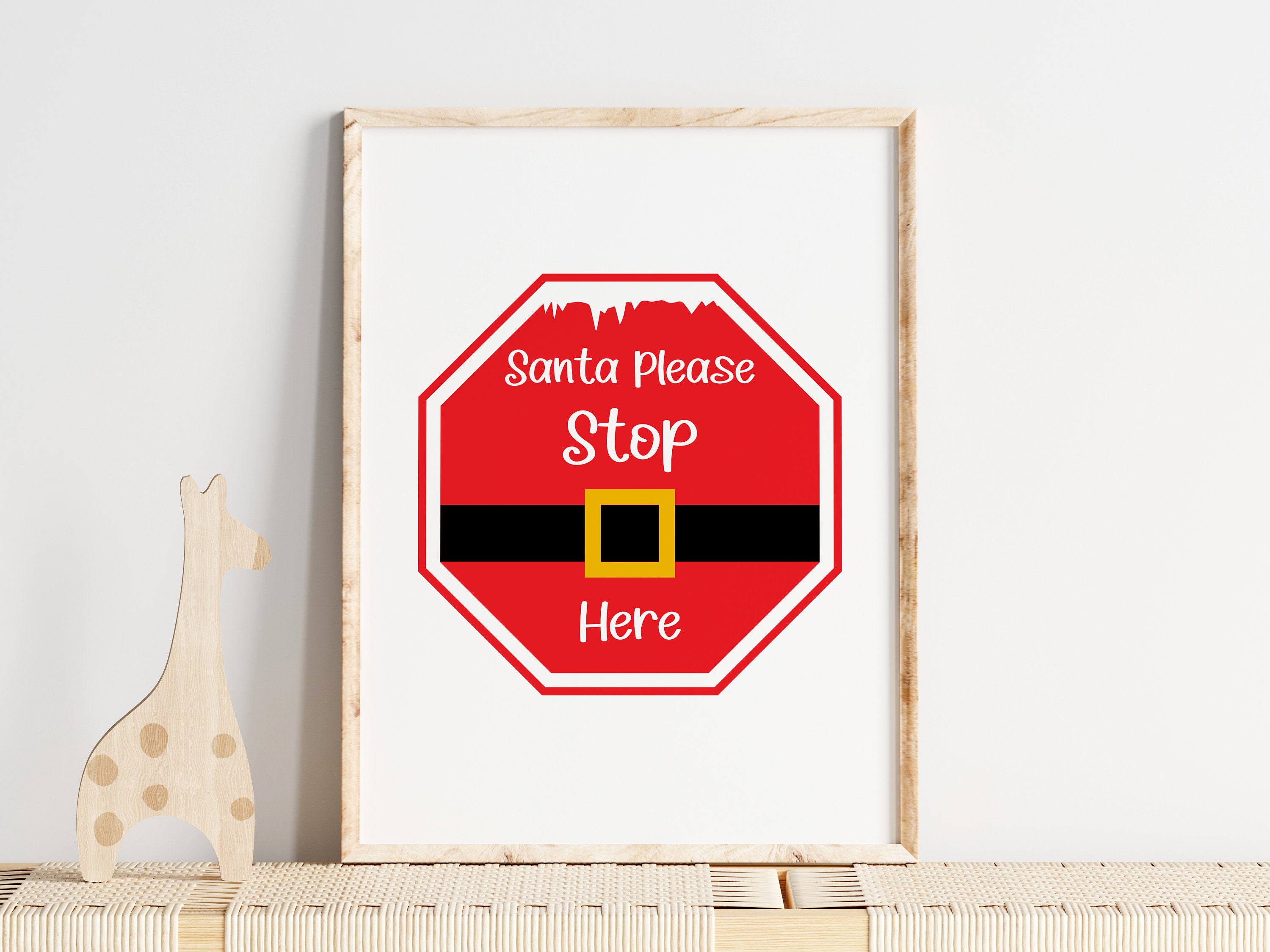 Printable Santa Stop Here Poster, Kids Christmas Poster, Christmas Wall ...
