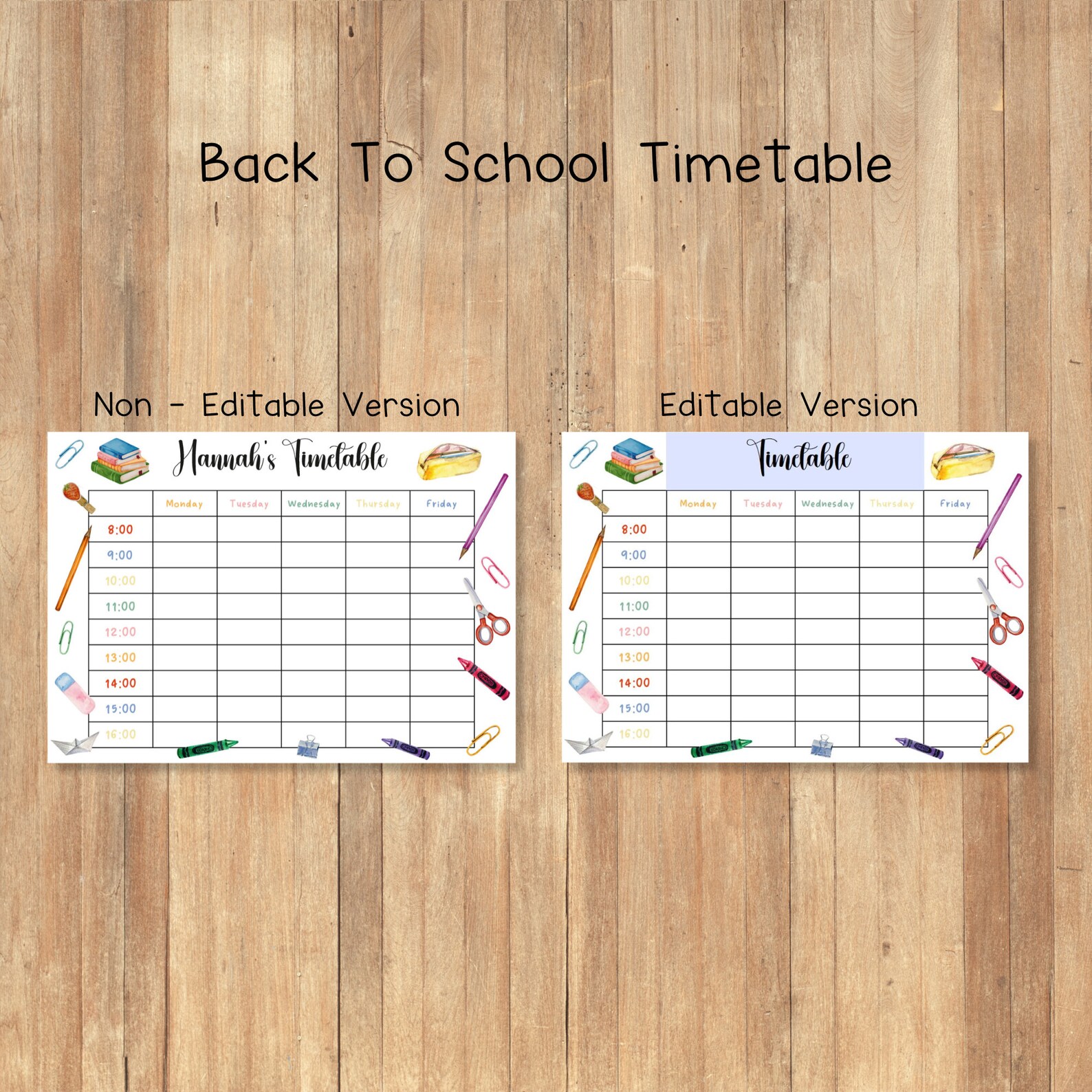 Back to School Timetable, Editable Kids Timetable, Elementary Kids ...