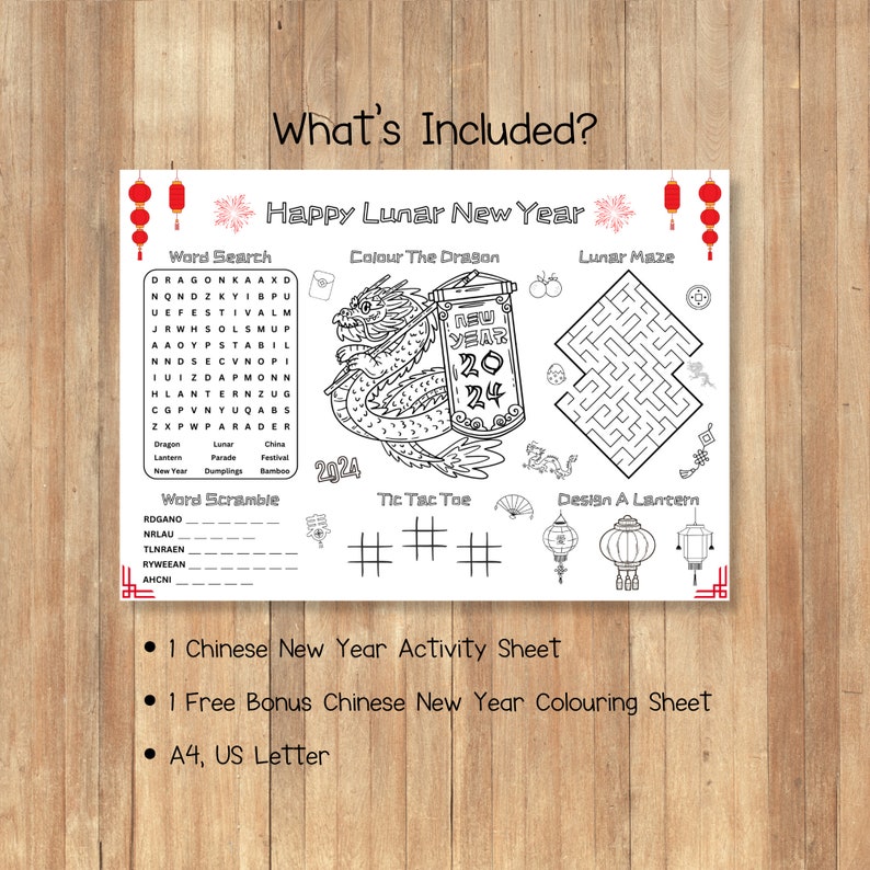 Printable Chinese New Year Activity Sheet, Year of the Dragon Coloring ...