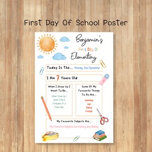 First Day of School Poster, Editable Back to School Sign, Elementary ...