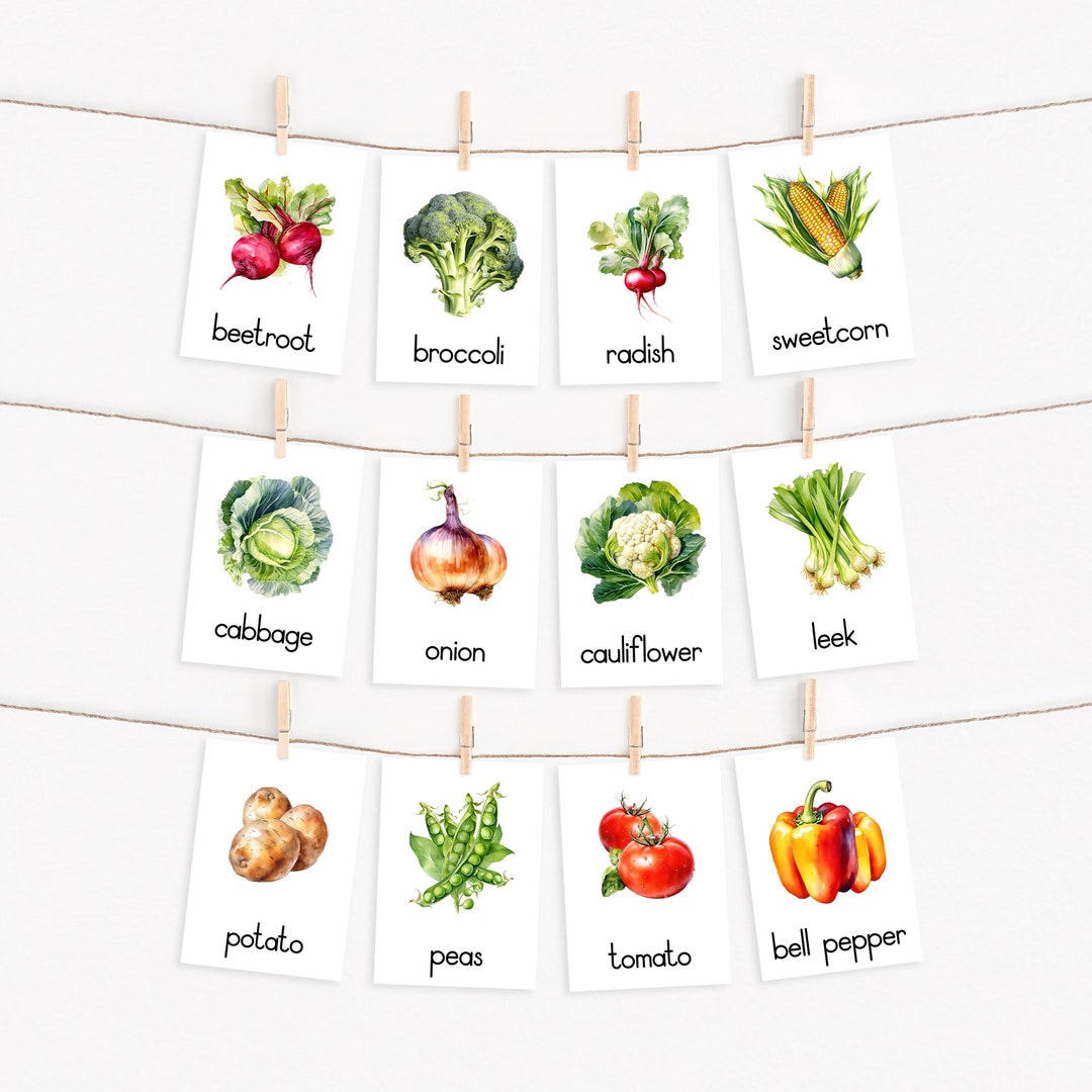 Printable Vegetables Flashcards, Kids Flashcards, Kids Food Flashcards ...