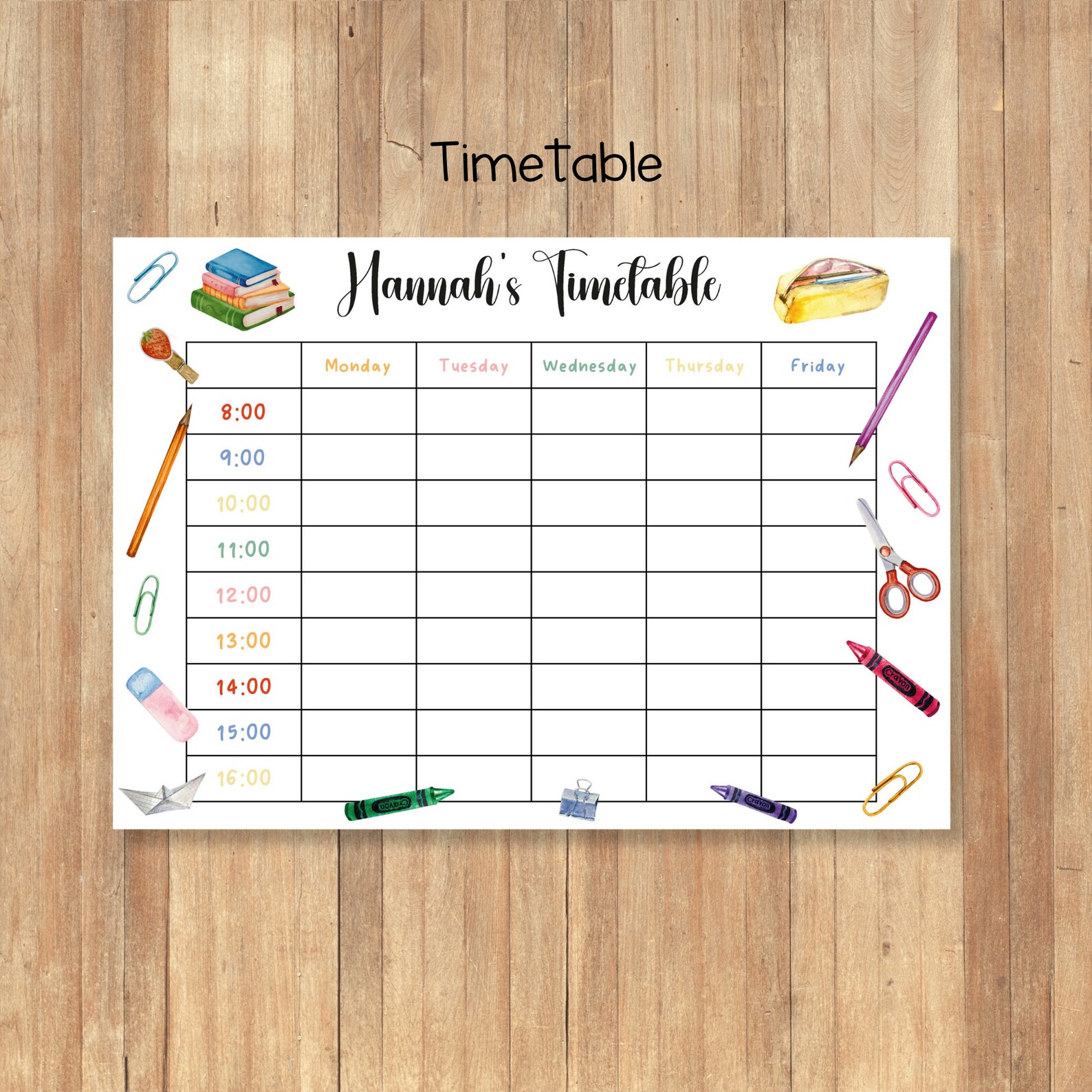 Back to School Timetable, Editable Kids Timetable, Elementary Kids ...