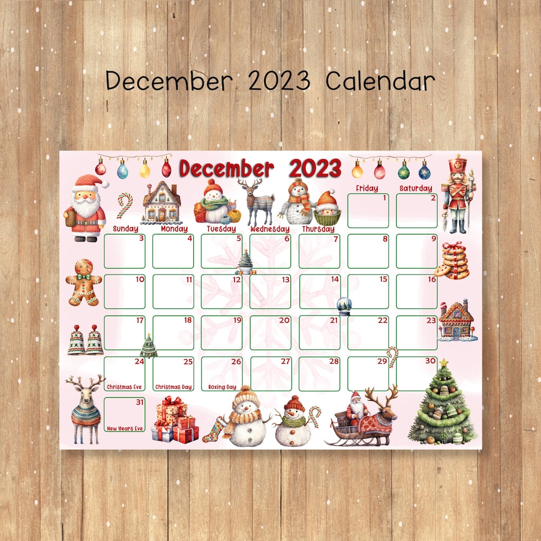 Printable December 2023 Calendar Editable December 2023 - Etsy UK