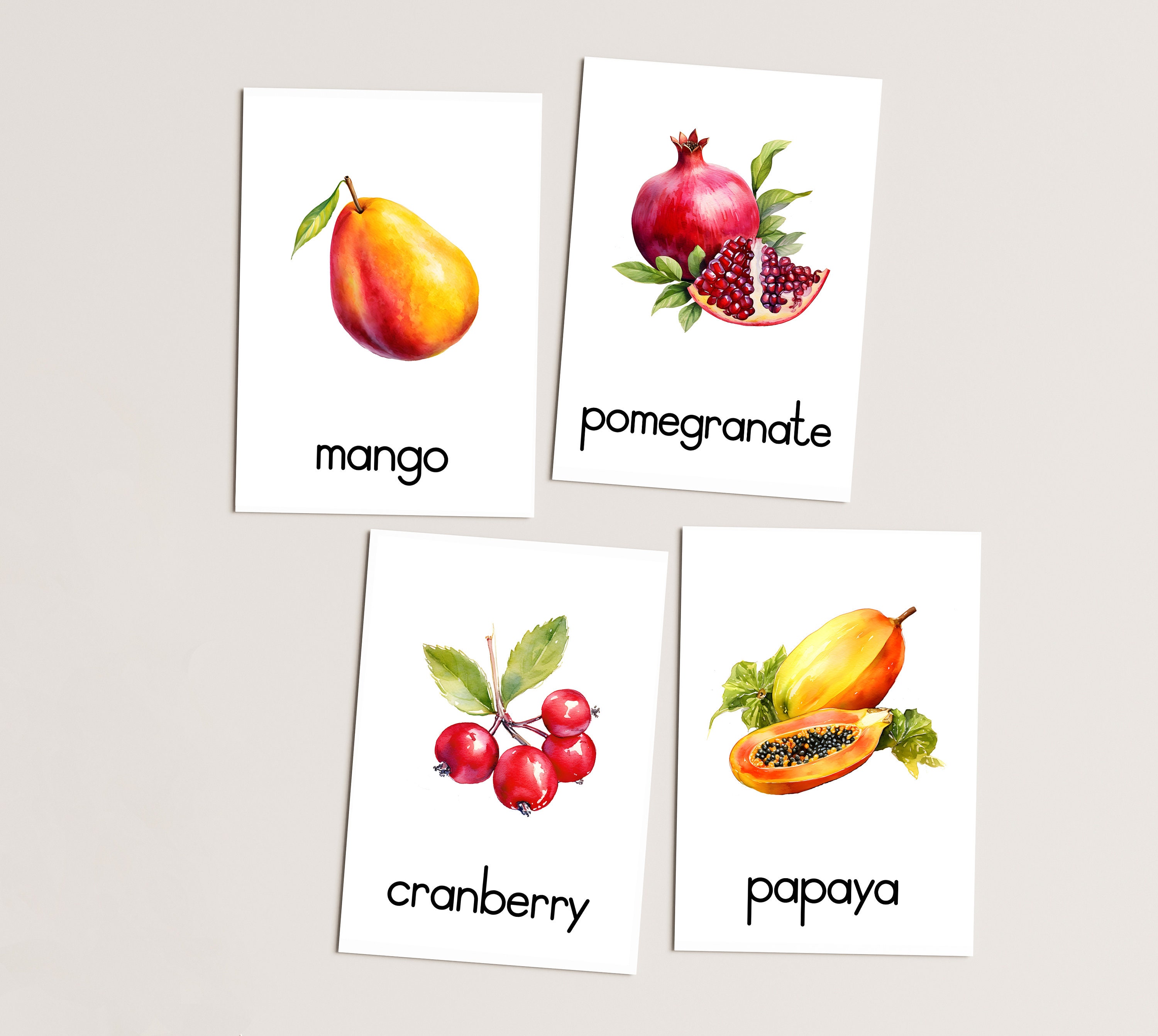 Printable Fruits Flashcards, Kids Flashcards, Kids Food Flashcards ...