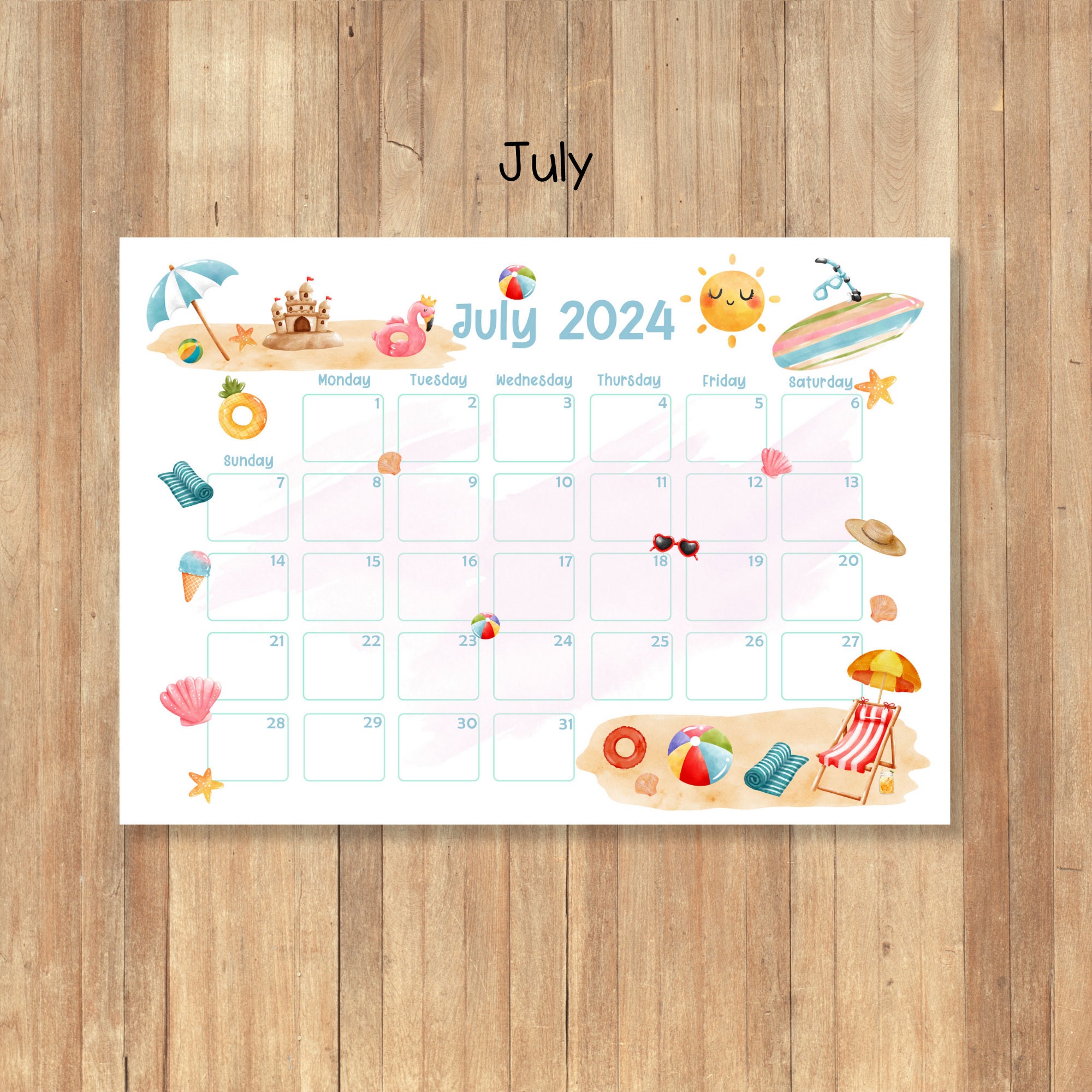 2024 Printable Calendars, Kids Calendars, Watercolor Calendars ...