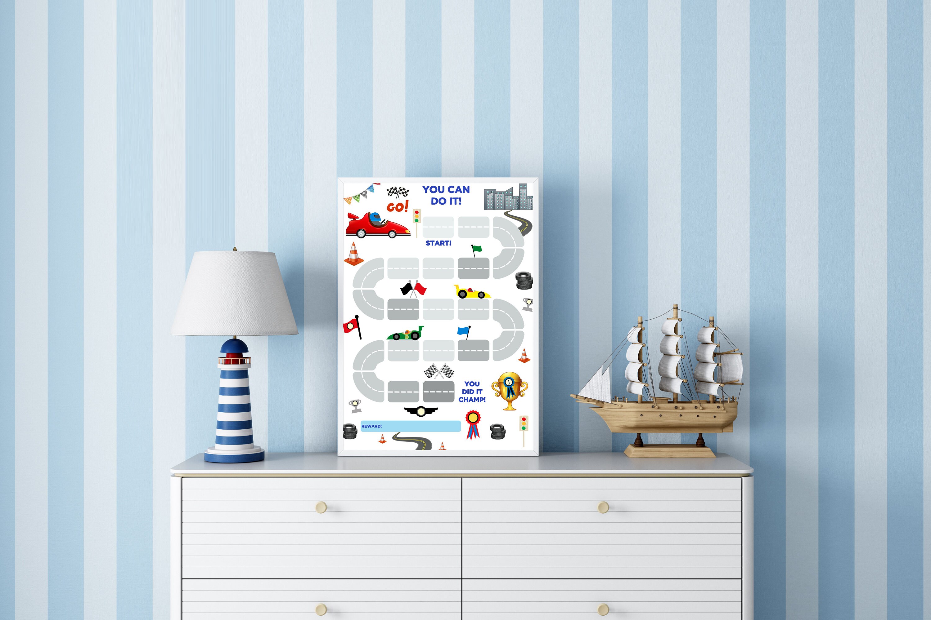 Racing Rewards Chart, Behaviour Chart, Children Sticker Sheet ...