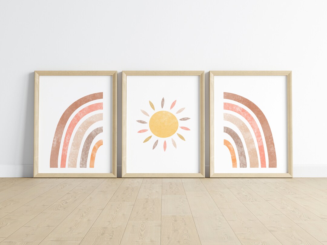 Boho Rainbow and Sun Posters Rainbow Wall Art Kids Colourful - Etsy