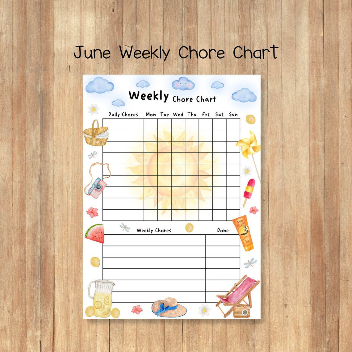 2024 June Printable Calendars, Printable Kids Calendar Pack, Watercolor ...