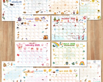 2024 Printable Calendars, Printable Kids Calendars, Watercolor ...
