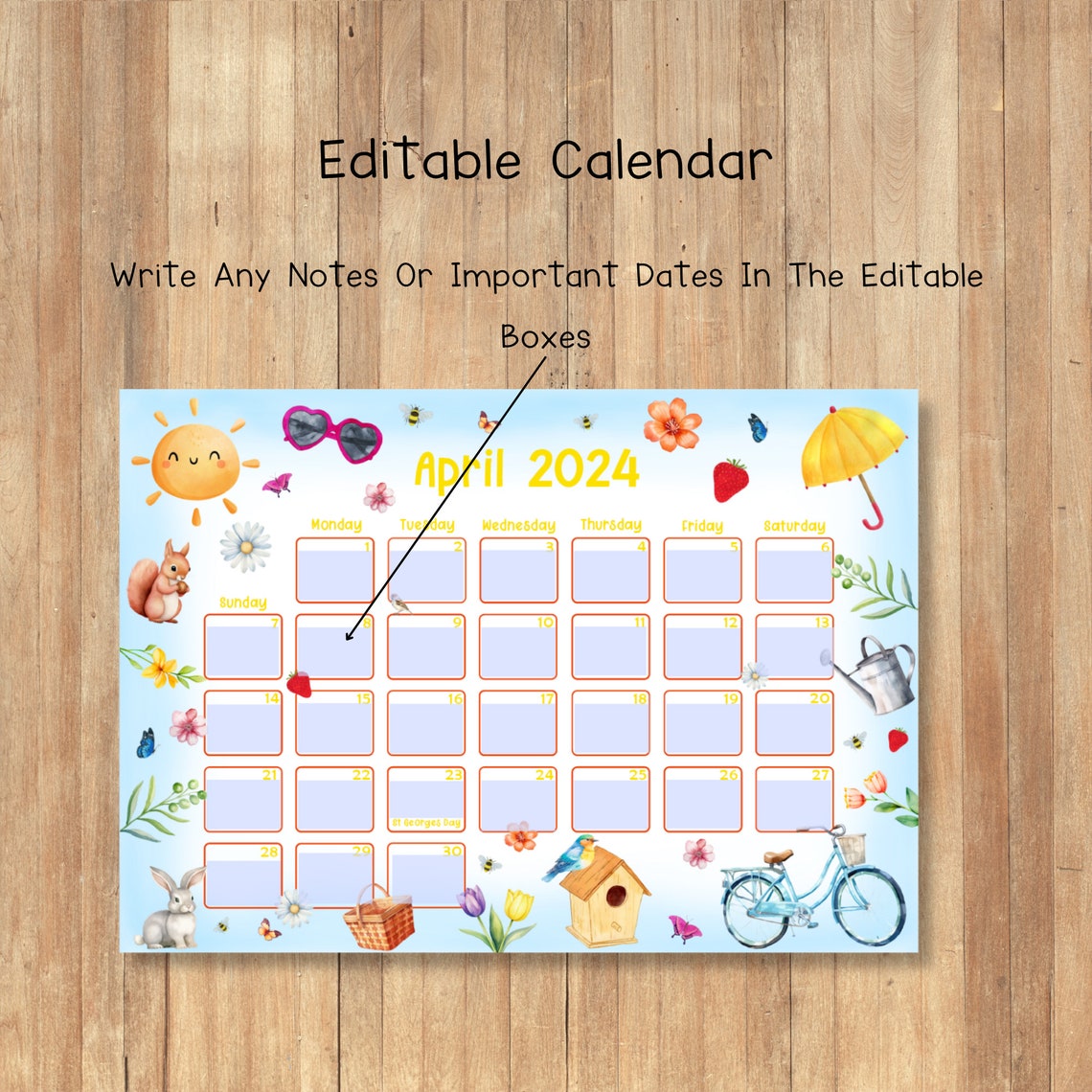 2024 April Printable Calendars, Printable Kids Calendar Pack ...