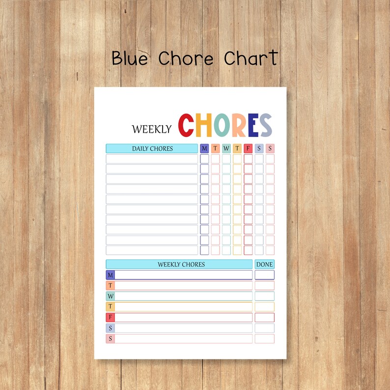Chores Chart, Printable Responsibility Chart, Editable, Kids Behaviour ...