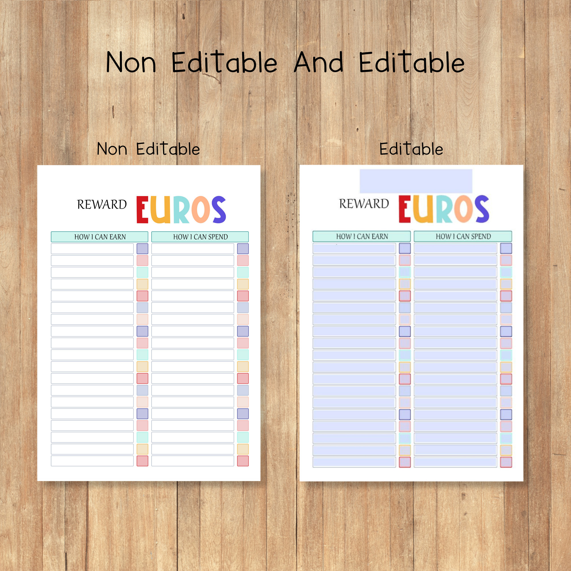 Printable Reward Mum Euros Chart Editable Saving Chart - Etsy