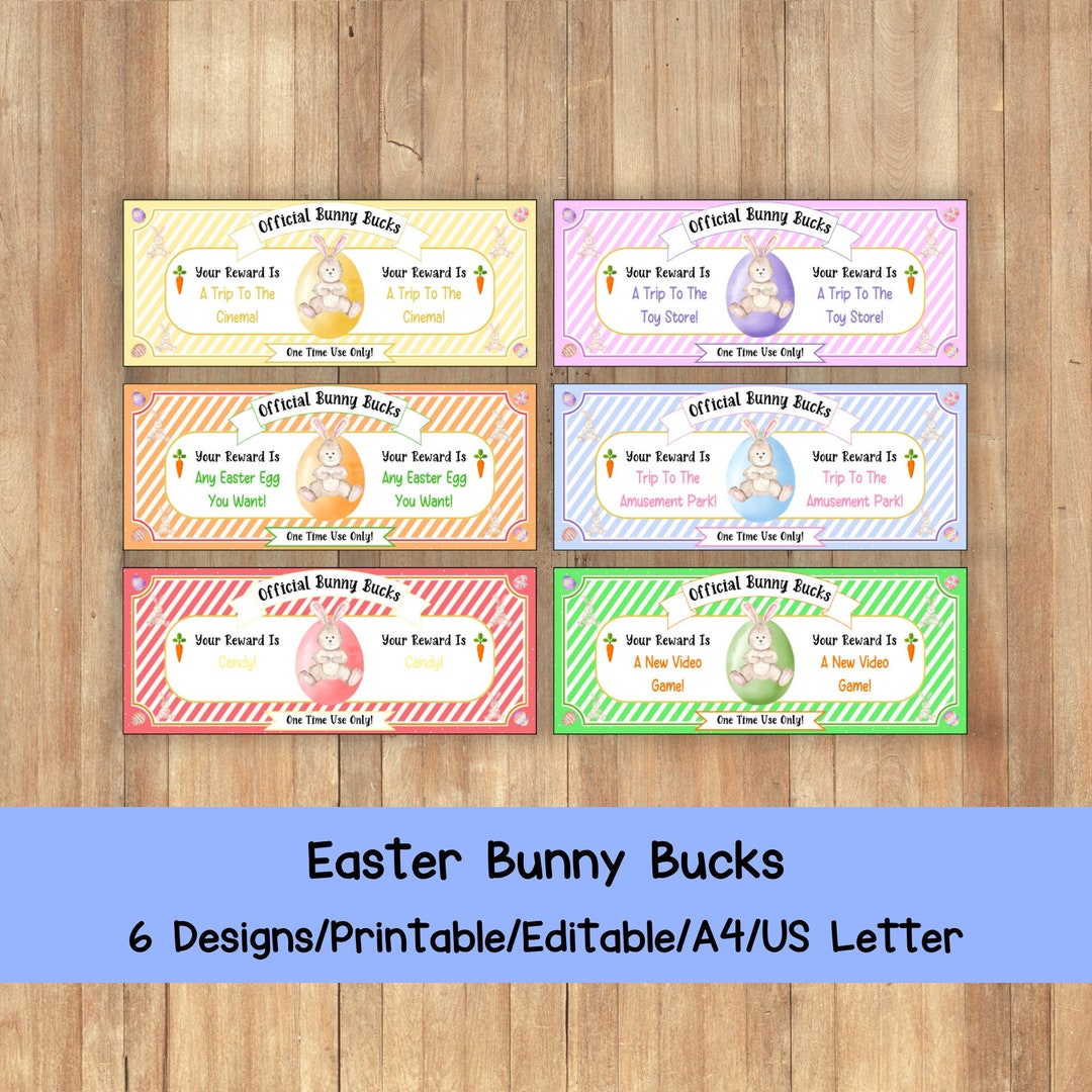 Printable Easter Bunny Bucks, Easter Play Money, Editable Play Money ...
